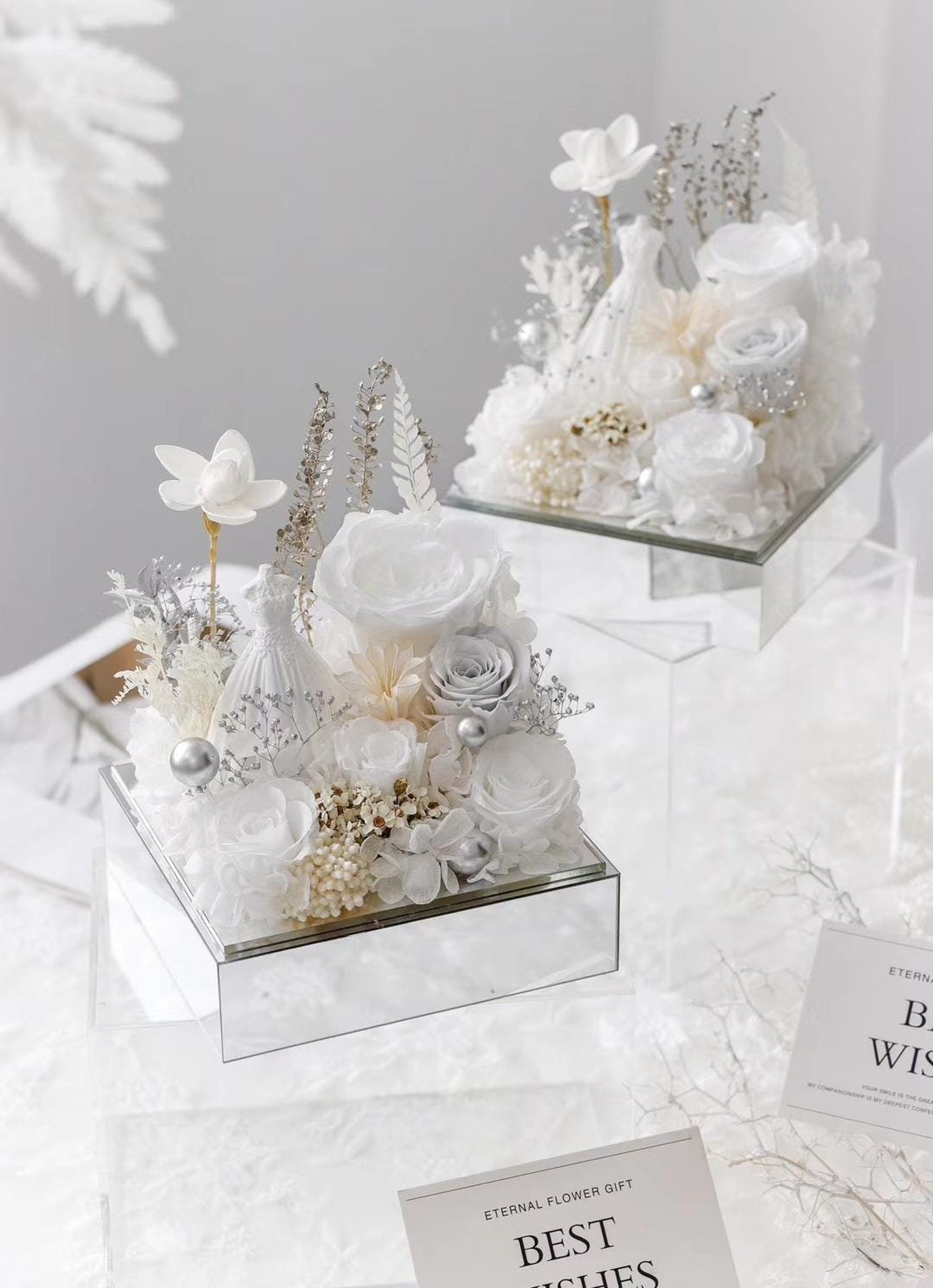 Preserved Flower Box Wedding Gift, Bridal Ornament, Eternal Roses ...