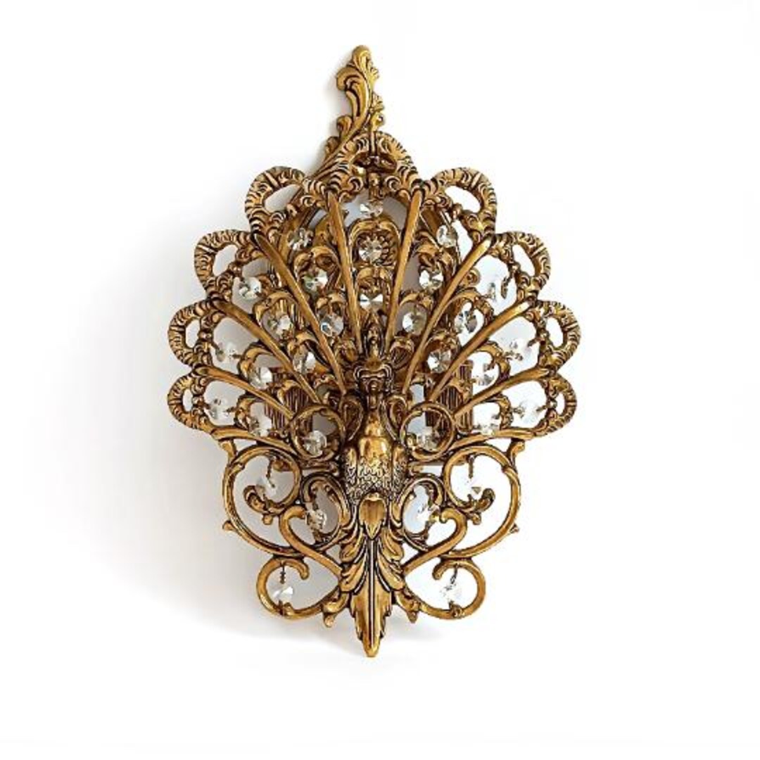 Antique Sconce Peacock Shape Collectible Bird Lamp With Crystal Drops ...