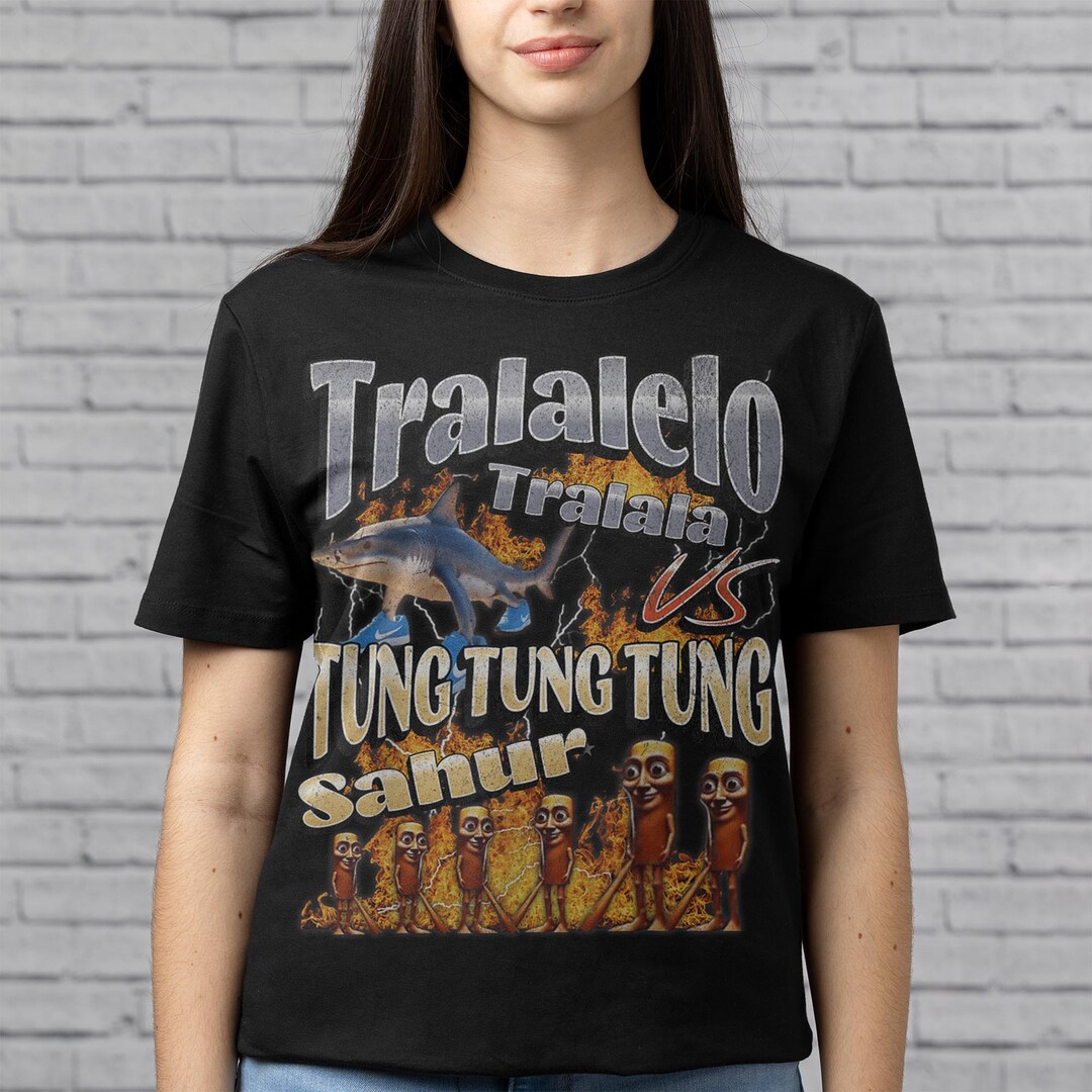 TRALALERO Vs TUNG TUNG Shirt \ Italian Brain Rot Animals Vintage T ...