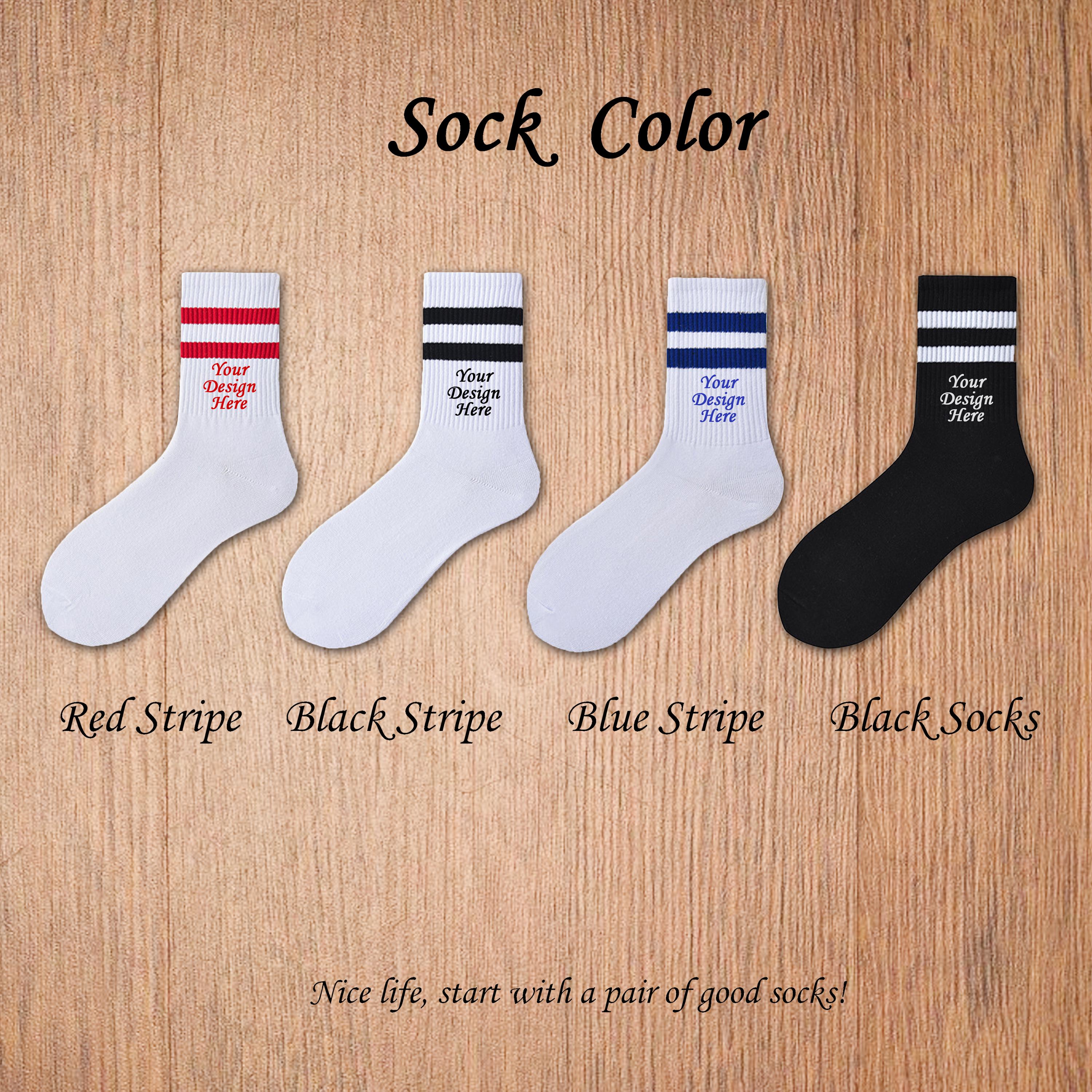 Customize Personalized Embroidered Socks, With Stripes White Crew Socks ...