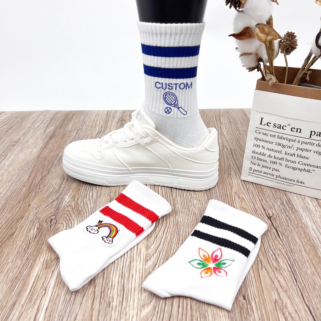 Custom Personalized Embroidered Letters on Soft Cotton Socks，with Text ...