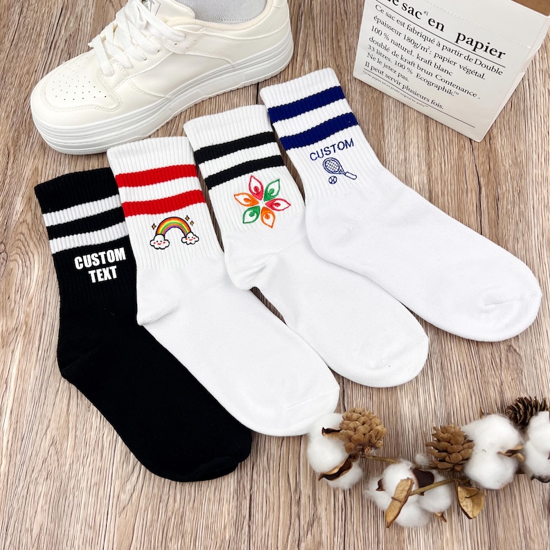 Customized Embroidered Socks，with Text, You Names, and Logos ...