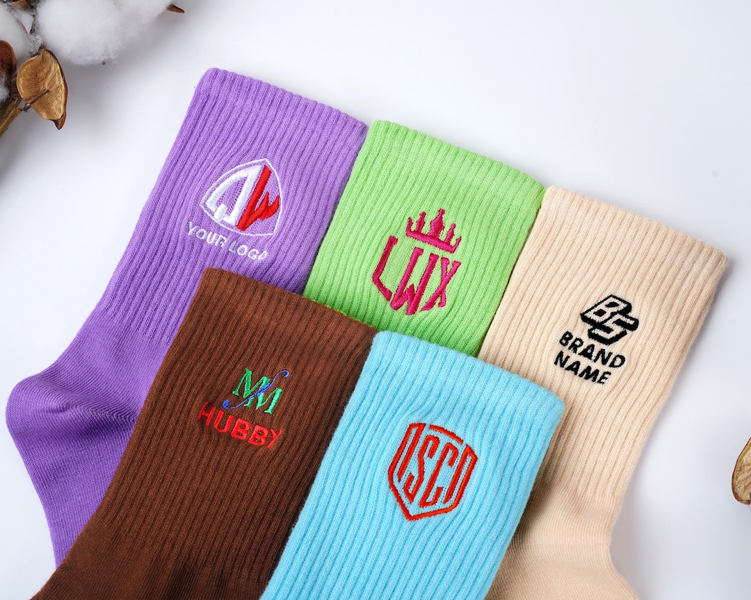 Personalized Embroidered Socks,custom Text Logo Socks,personalized Name ...