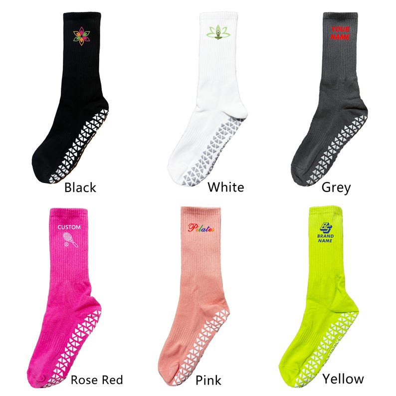 Custom Pilates Socks With Text,logo,custom Embroidered Yoga Pilates ...