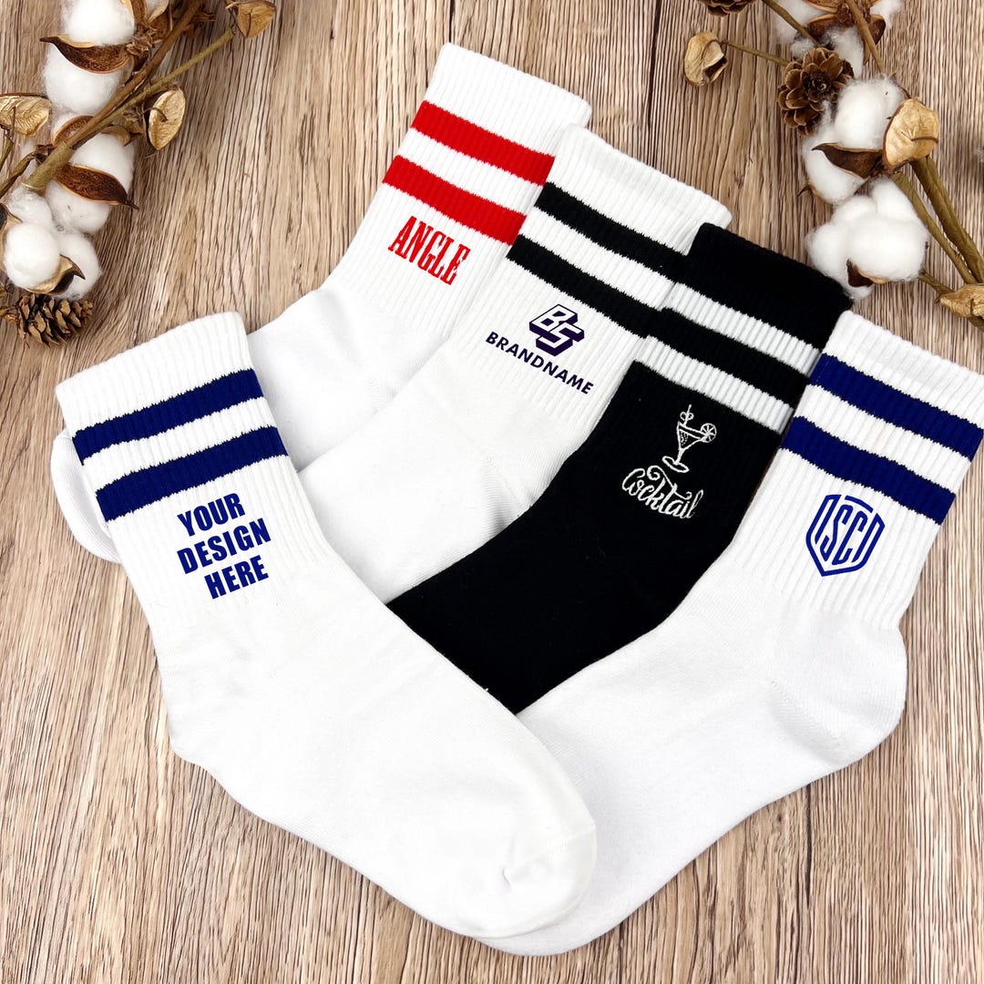 Customized Embroidered Socks，with Text, You Names, and Logos ...