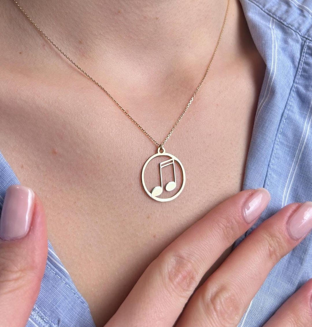 8K 14K Solid Gold Music Note Necklace | Music Note Pendant | Solid Gold ...