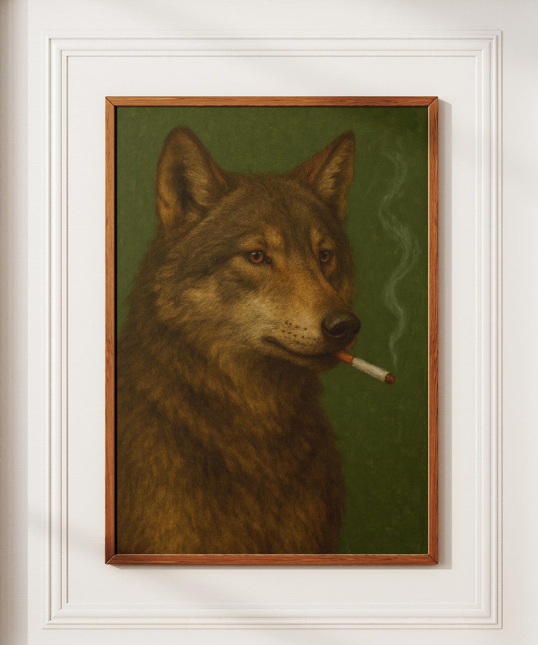 Wolf Smoking a Cigarette Vintage Poster Art Funny Whitetail Deer Retro ...