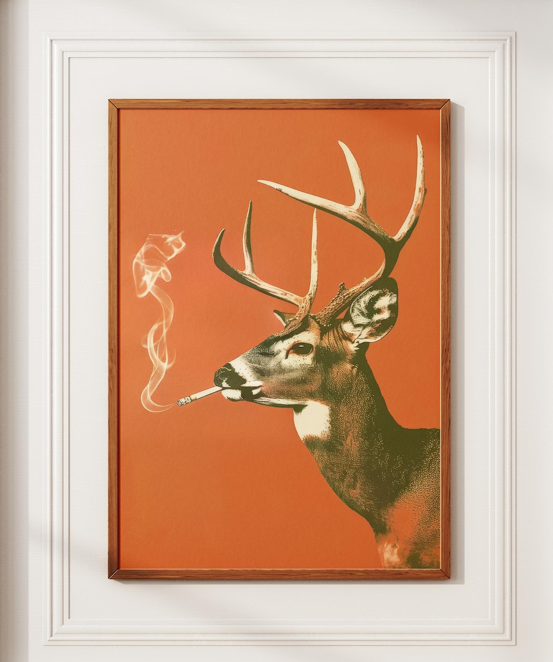 Buck Smoking a Cigarette Vintage Poster Art Funny Whitetail Deer Retro ...