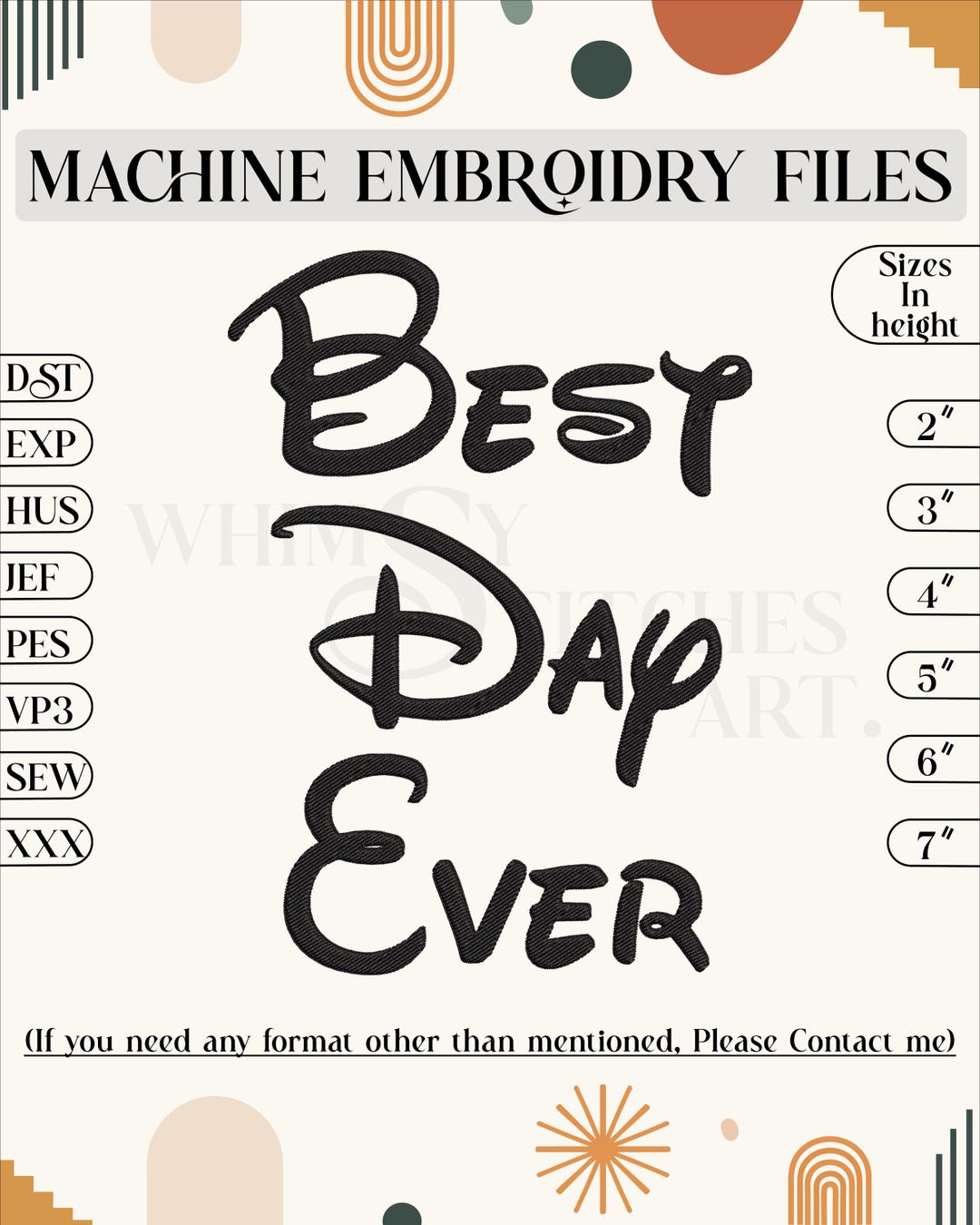 Best Day Ever Embroidery Design, Word Art Machine Embroidery Files ...