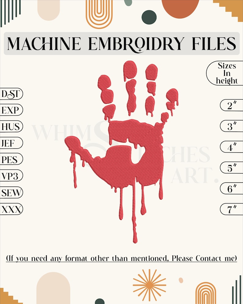 Bloody Hand Embroidery Design. Halloween Embroidery Design. Blood ...