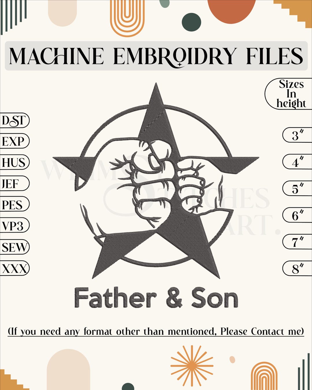 Dad and Son Machine Embroidery Design: Fathers Love (instant Download ...