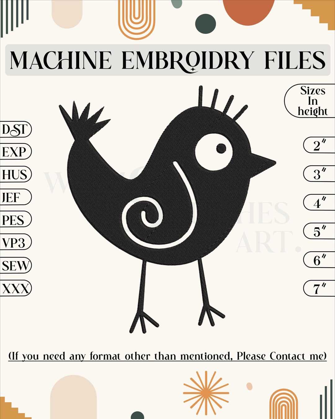 Bird Machine Embroidery Design, Little Bird Whimsical Spring Songbird ...