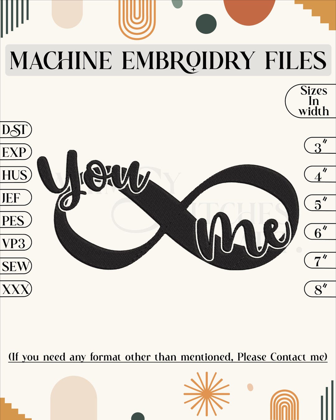 You and Me Infinity Embroidery Design: Machine Embroidery Pattern ...