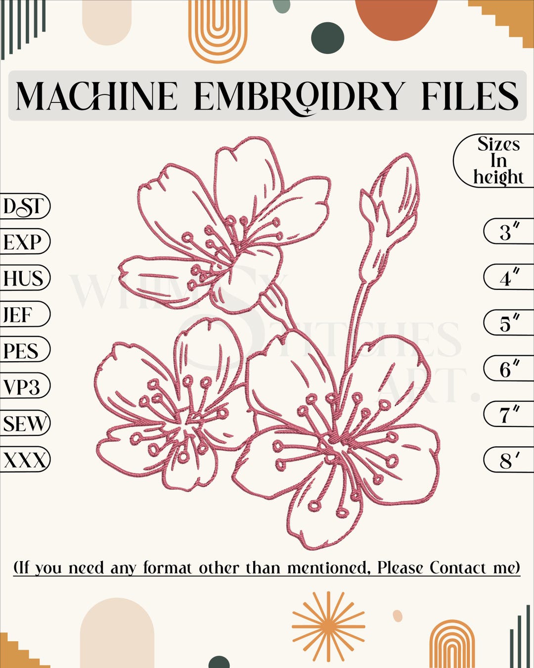 Cherry Blossom Embroidery Design File, Japanese Embroidery Design ...