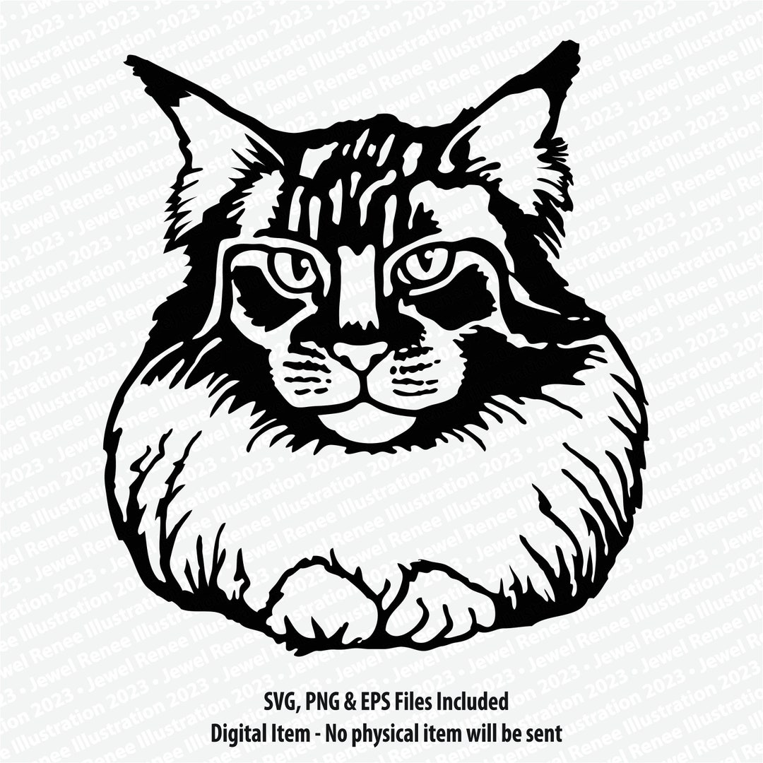 Maine Coon Cat SVG EPS PNG Instant Download - Etsy