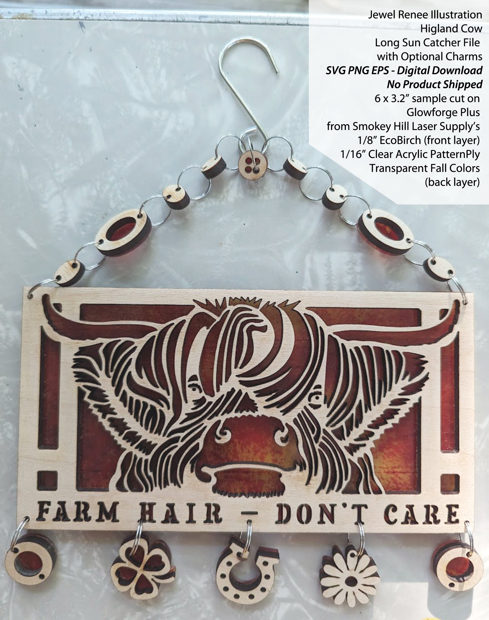 Sun Catcher Cut Designs: Highland Cow Farm Hair Don't Care - SVG EPS ...