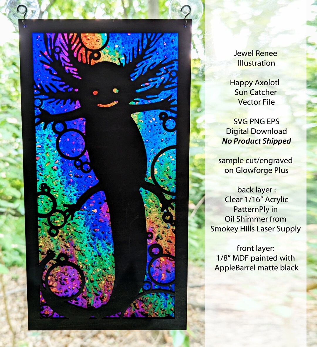 Sun Catcher Cut Designs: Happy Axolotl - SVG EPS PNG Cutting File ...