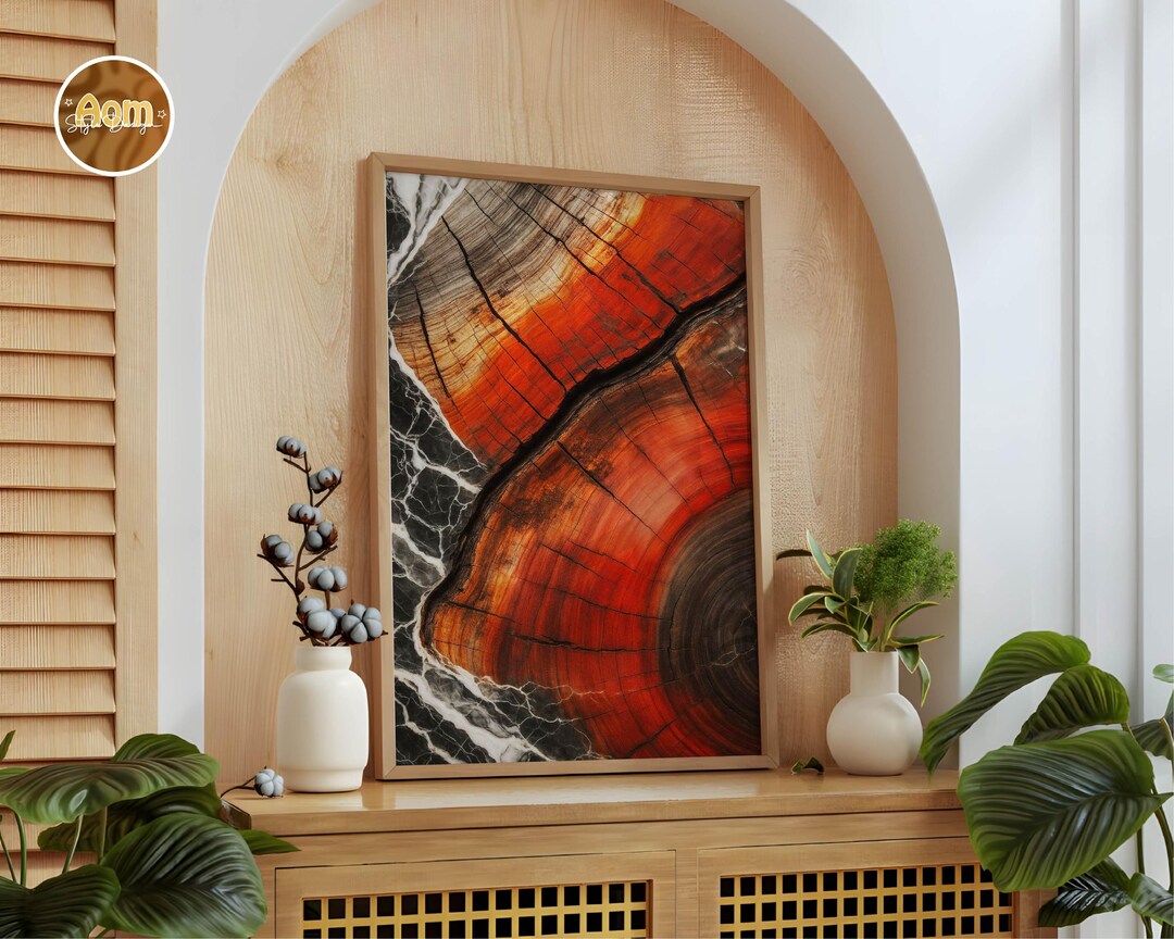 Modern Abstract Tree Ring Wall Art – Earthy Resin Texture Print, Nature ...