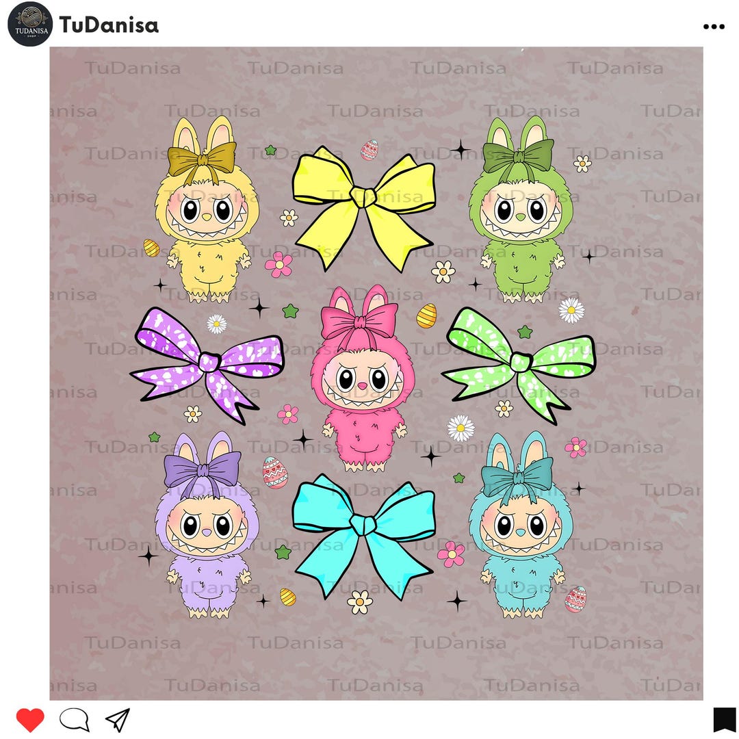 Labubu Easter Coquette Bow Cute Doll for Kids Girls Png, Labubu Easter ...