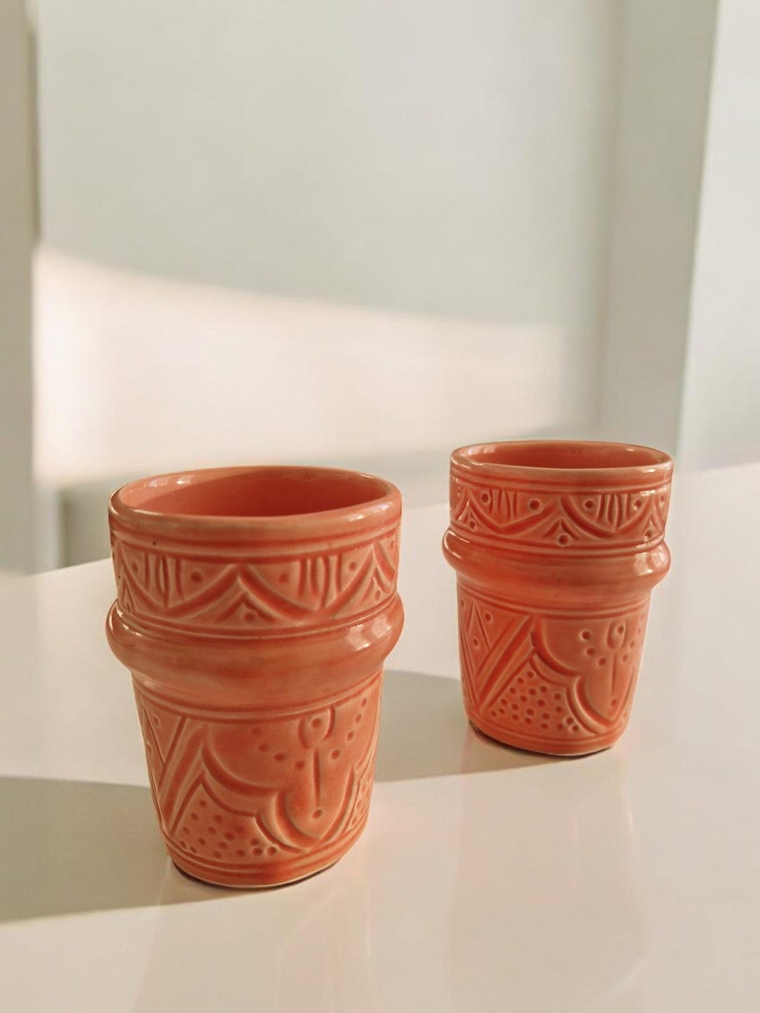 Handmade Ceramic Glasses With Pattern - Etsy