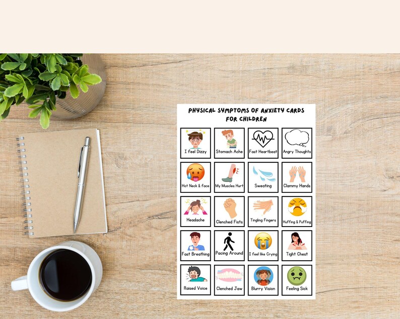 Physical Symptoms of Anxiety Cards for Children - Etsy