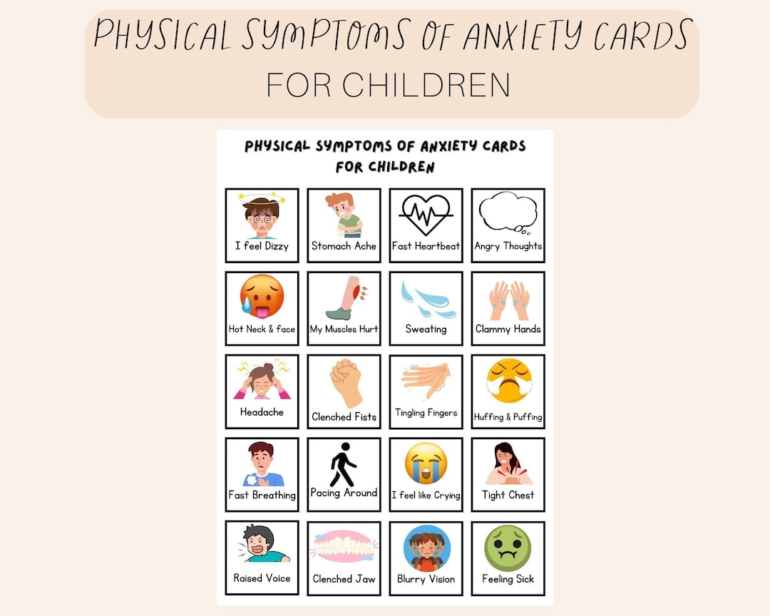Physical Symptoms of Anxiety Cards for Children - Etsy