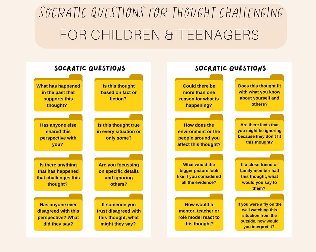 Socratic Questions for Thought Challenging for Children and Teenagers ...