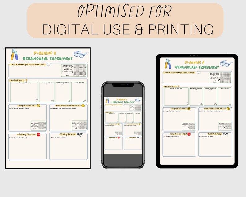 Behavioural Experiment Worksheet for Children - Etsy