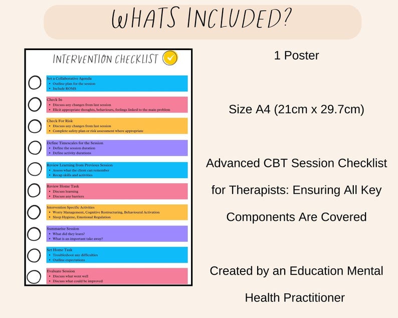 Advanced CBT Intervention Checklist for Therapists - Etsy