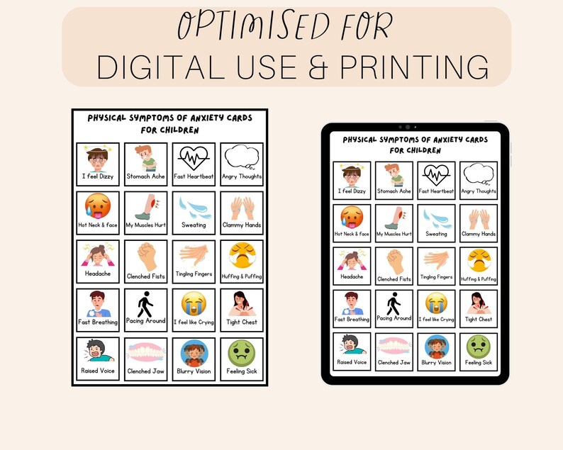 Physical Symptoms of Anxiety Cards for Children - Etsy