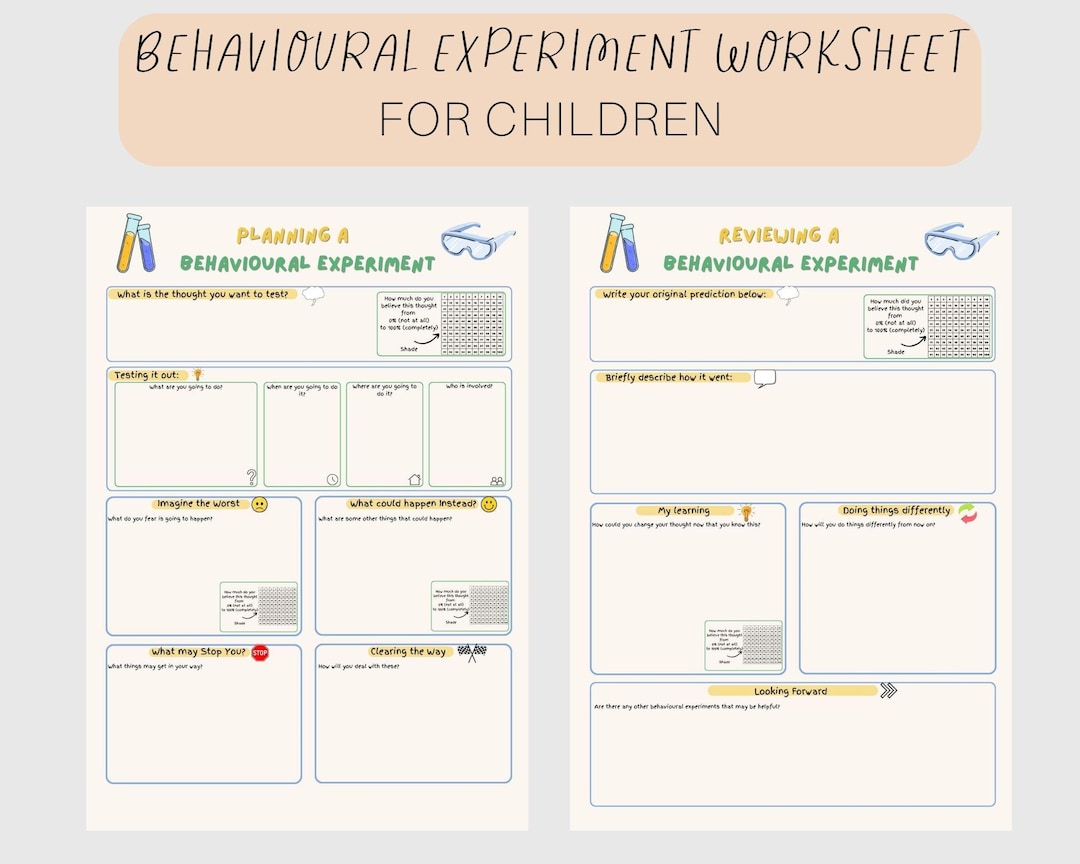 Behavioural Experiment Worksheet for Children - Etsy