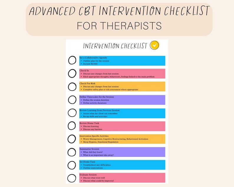 Advanced CBT Intervention Checklist for Therapists - Etsy