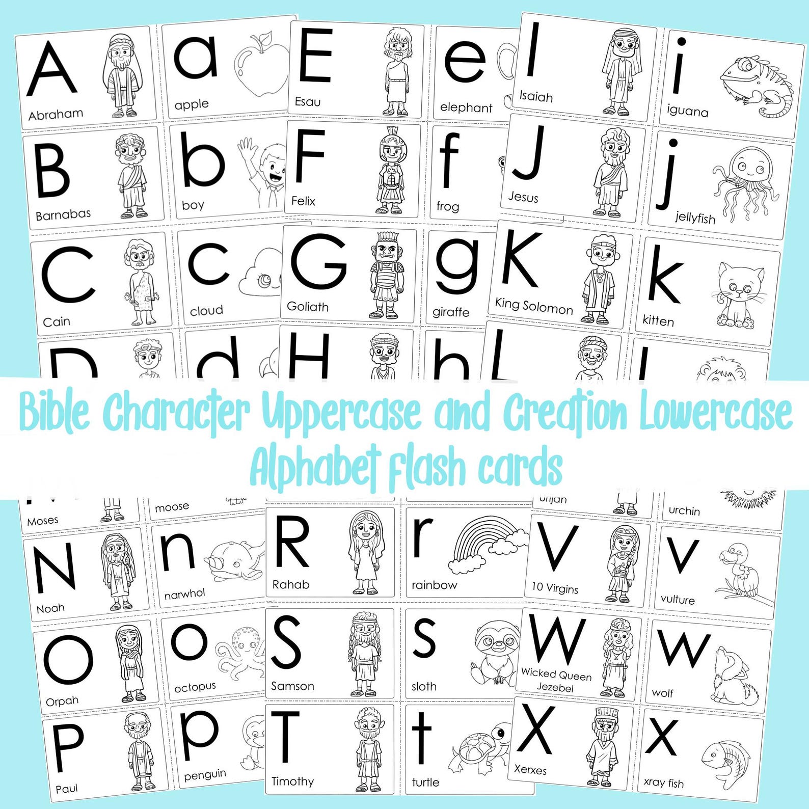Bible Alphabet Tracing Worksheets - Homeschool, Kindergarten, Pre-k ...