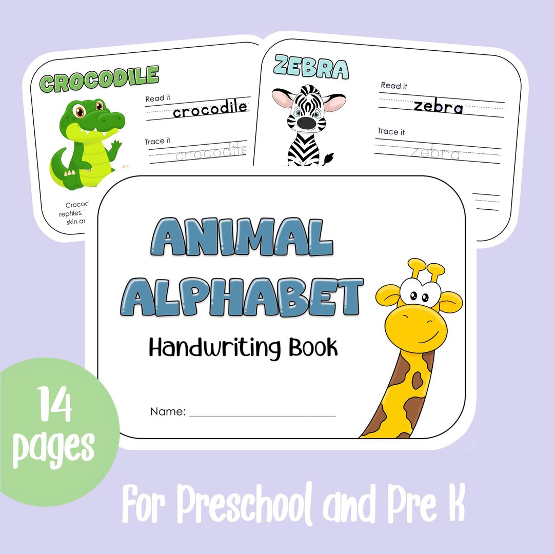 Animal Alphabet Handwriting Book: Preschool Letter Tracing (digital ...