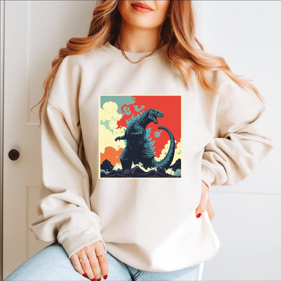 Japanese Godzilla Hooded Sweatshirt, Dinosaur Hoodie, Godzilla Fan ...