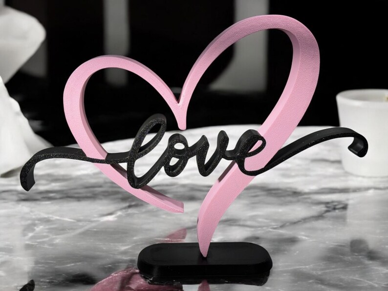 Love Heart Cursive - Valentine's Day, 3D Printed - Etsy