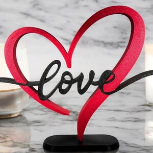 Love Heart Cursive - Valentine's Day, 3D Printed - Etsy