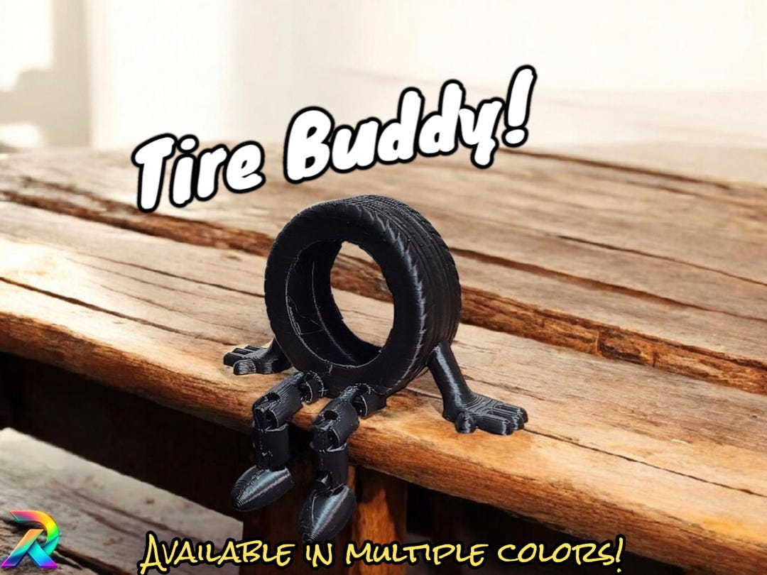Tire Buddy Articulated 3D Printed Posable Tire Figurine Fidget Desk Toy ...