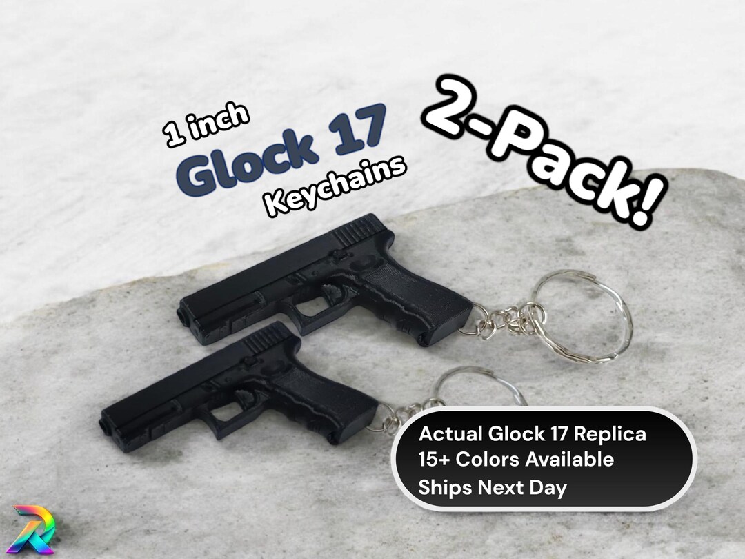 2pk Glock 17 Keychains 1 Inch 3D Printed Mini Gun Realistic | 15 ...