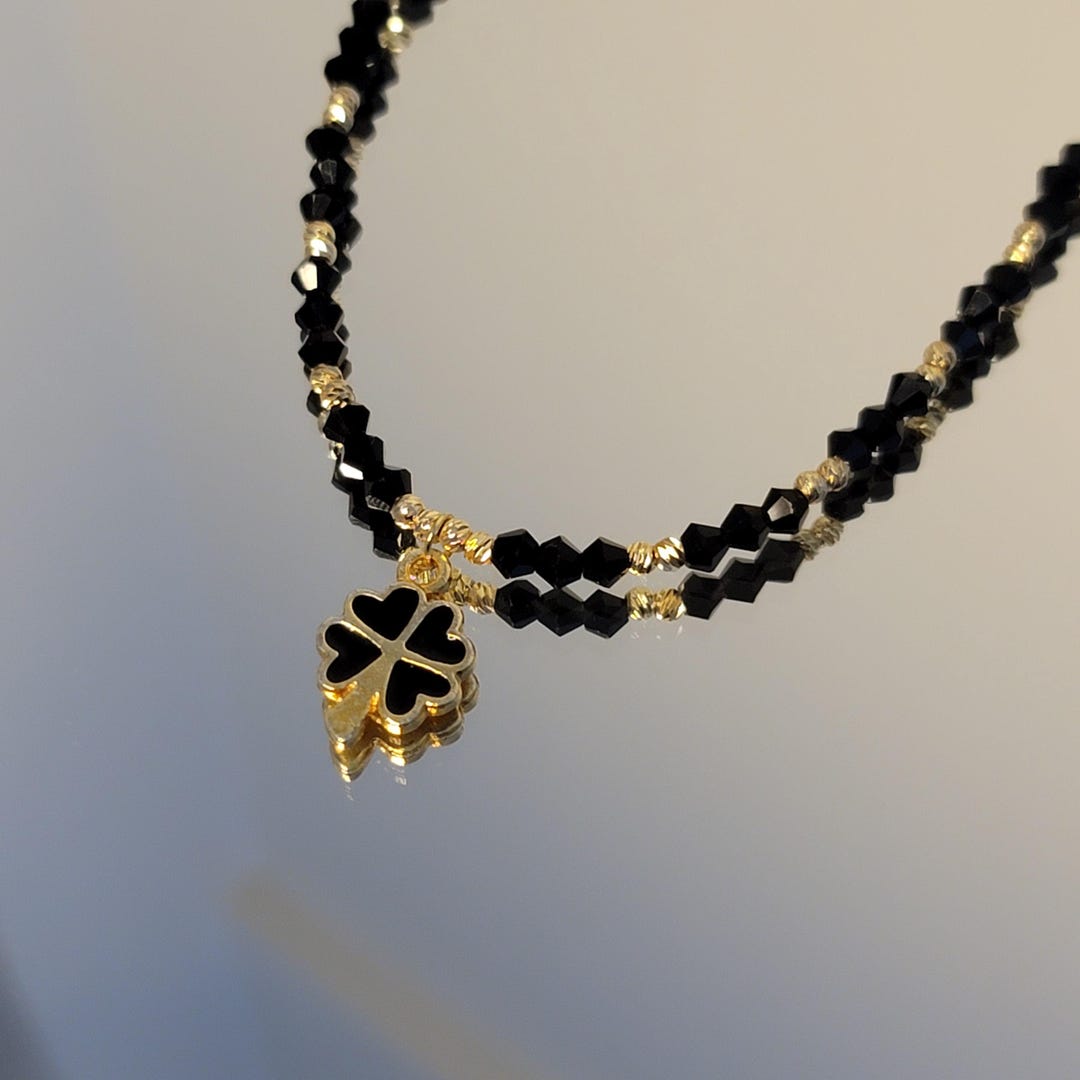 Lucky Four Leaf Clover, Black Clover Necklace, Four Leaf Clover ...