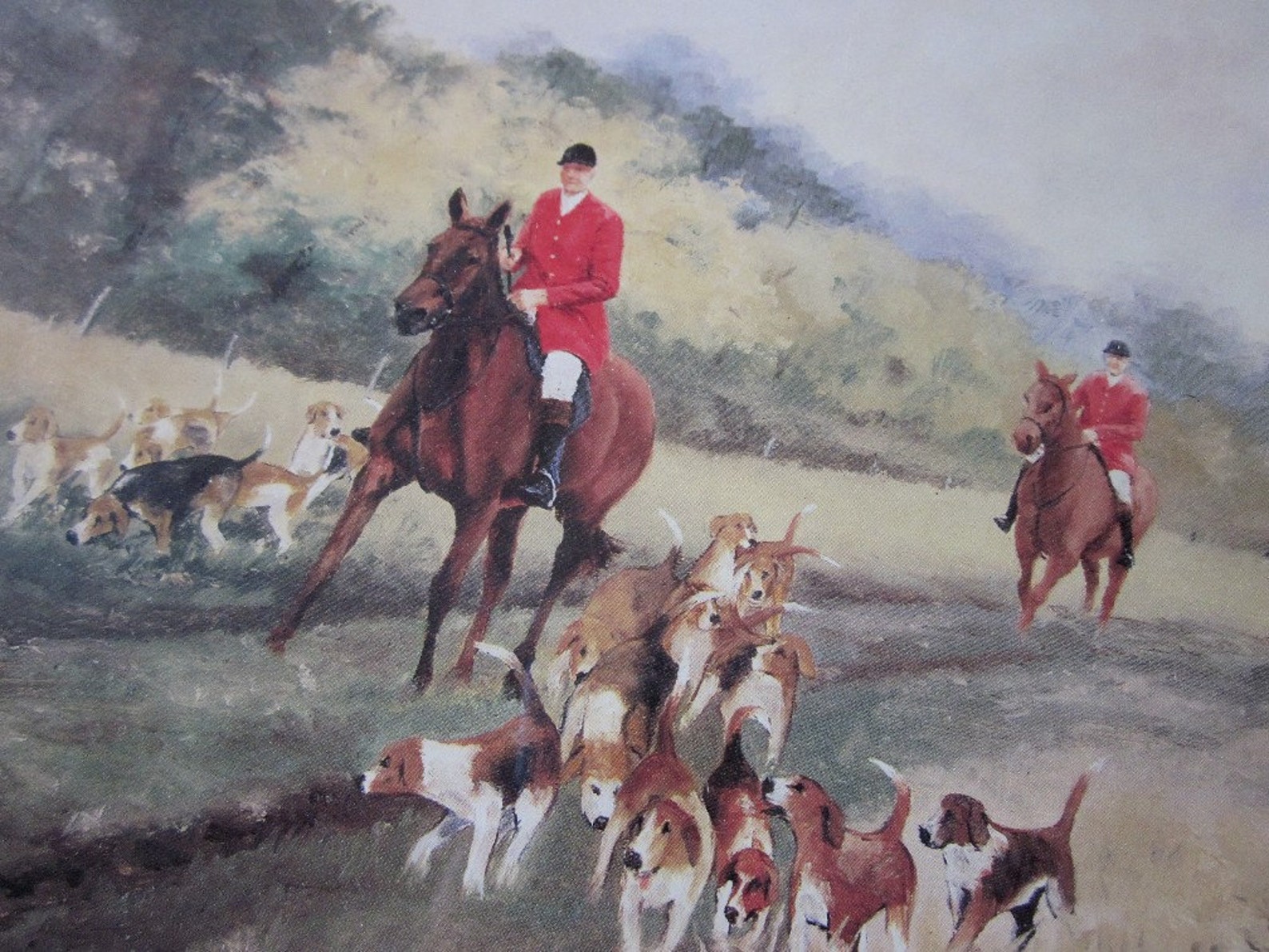 2 vintage English Fox Hunt scene framed art prints by Fred | Etsy