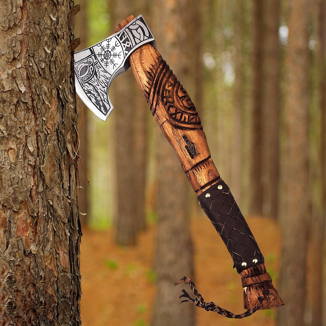 Hand Forged Celtic Viking Axe Scottish Axe Custom Engraved Carbon Steel ...