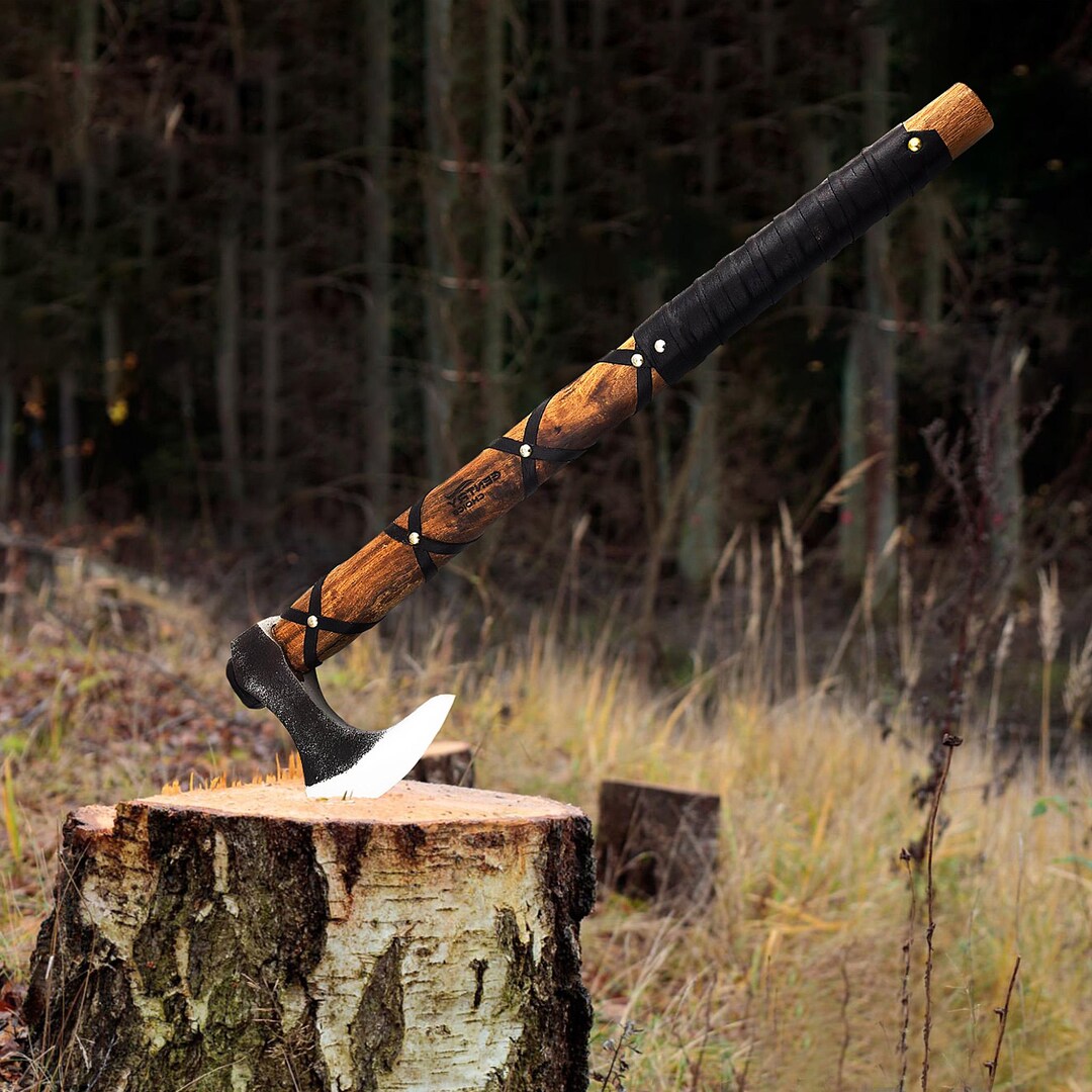 RAGNAR VIKING AXE With Rose Wood Shaft Camping and Throwing Axe Viking Gifts, Viking Bearded ...