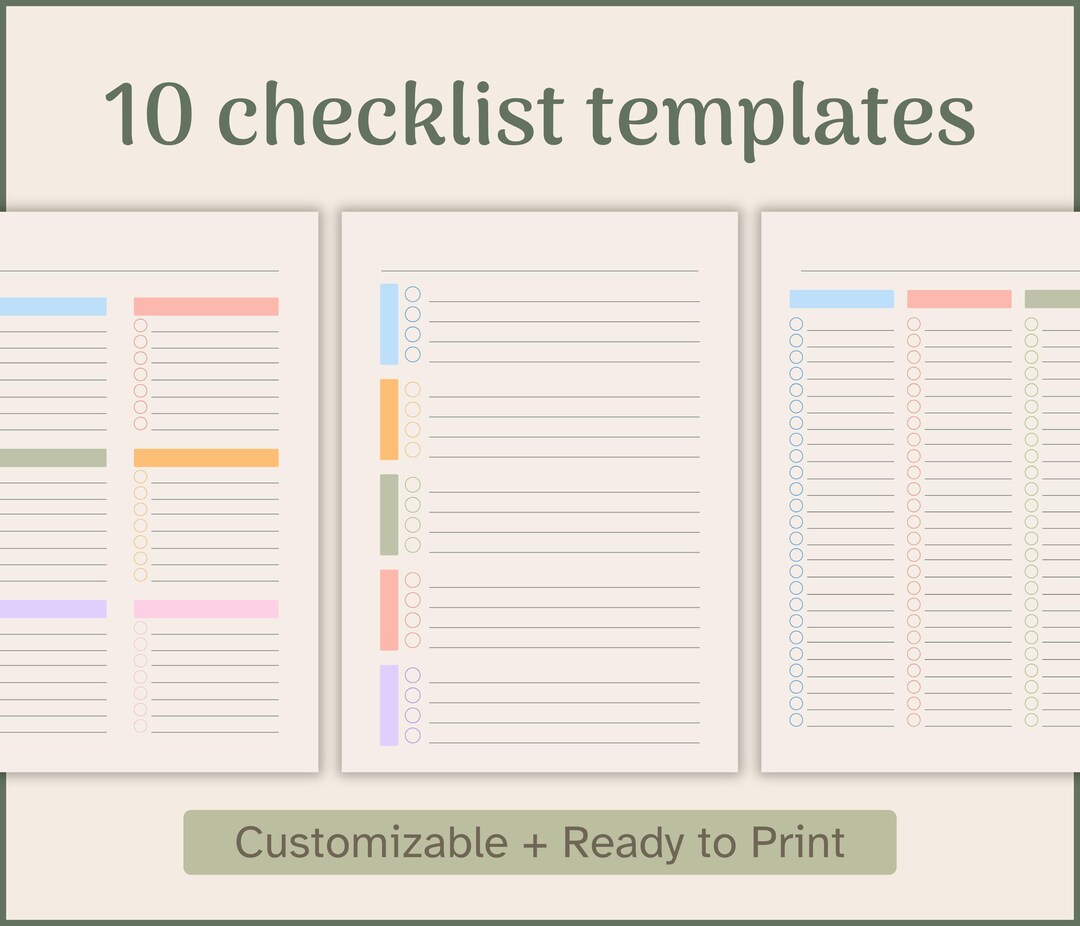 Minimalist Checklist Templates | Customizable + Ready to Print: Habit ...