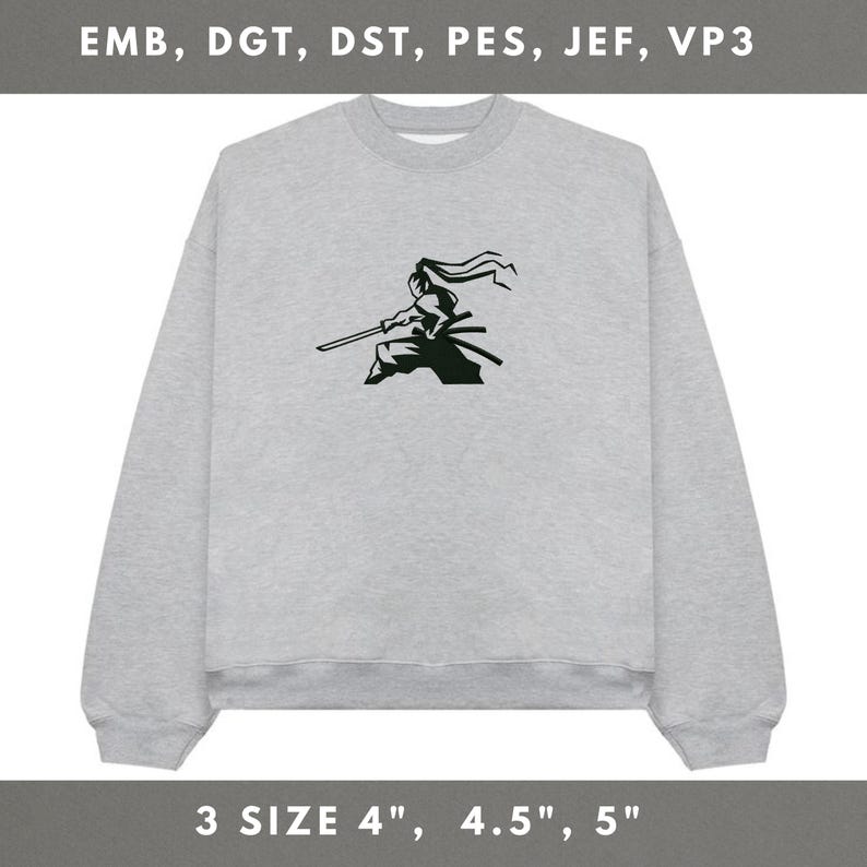 Samurai Embroidery File Japanese Warrior With Swords Machine Stitch ...