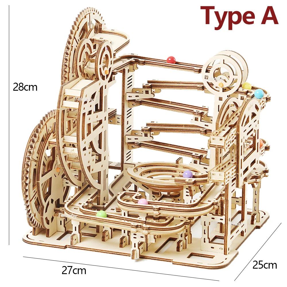 Wooden Marble Run Puzzle Kit – DIY Mechanical Model Building Set ...