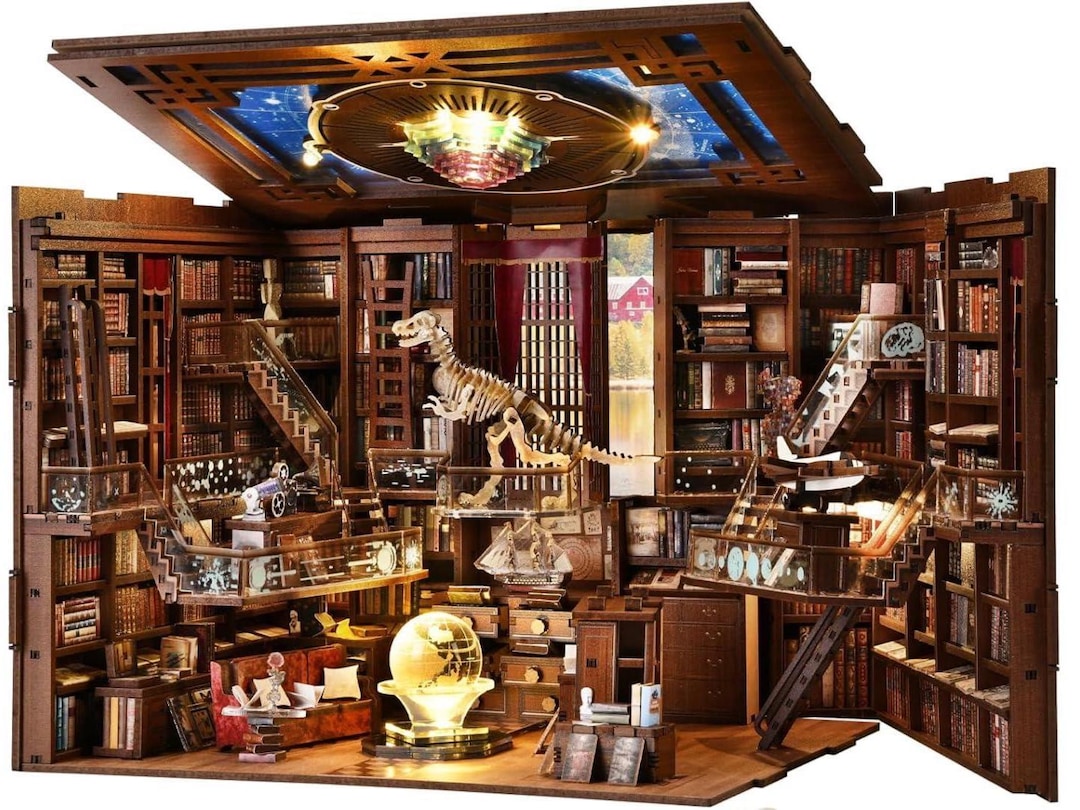 DIY Miniature Library Book Nook Kit: 3D Wooden Puzzle for Adults - Etsy
