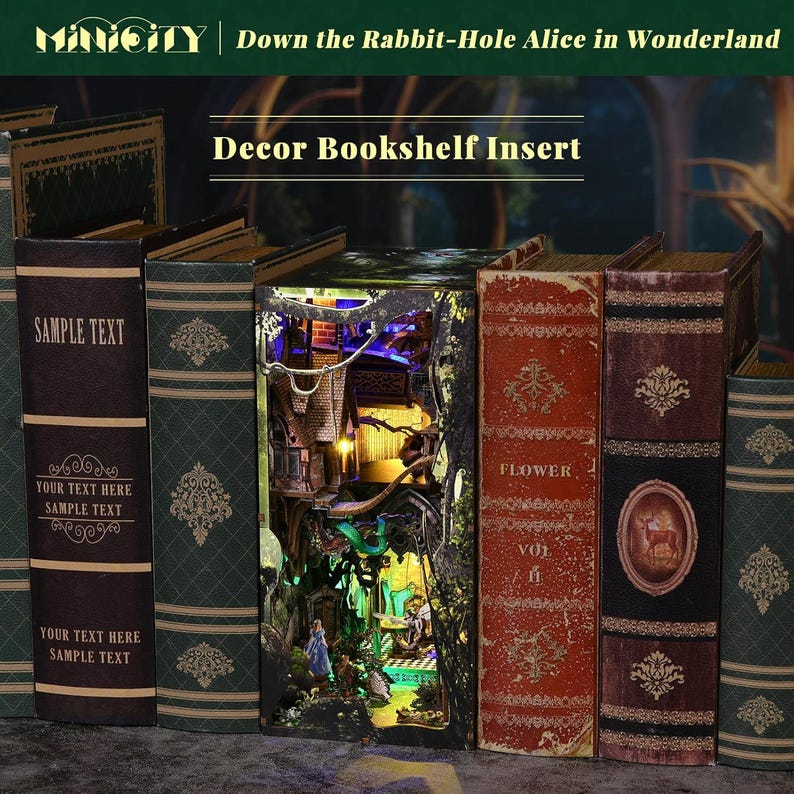 Alice in Wonderland Book Nook Kit: DIY Miniature Bookshelf Insert - Etsy