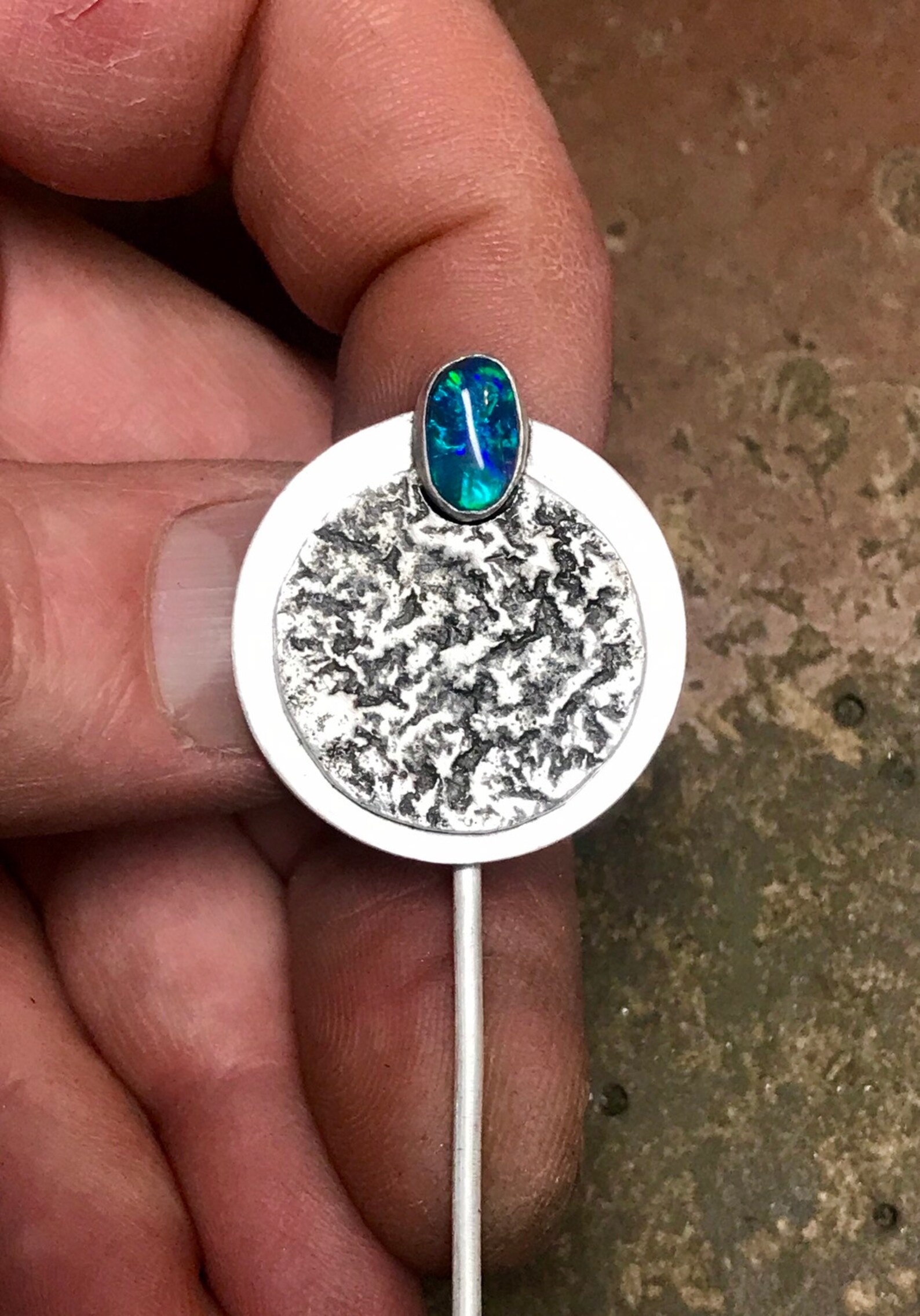 One of a Kind Reticulated Sterling Silver Stick Pin With - Etsy