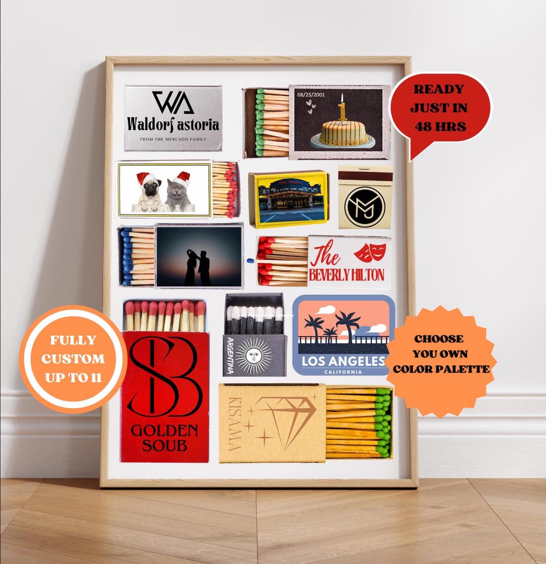Personalized Digital Matchbox Gift | Retro Matches Print | Customized ...